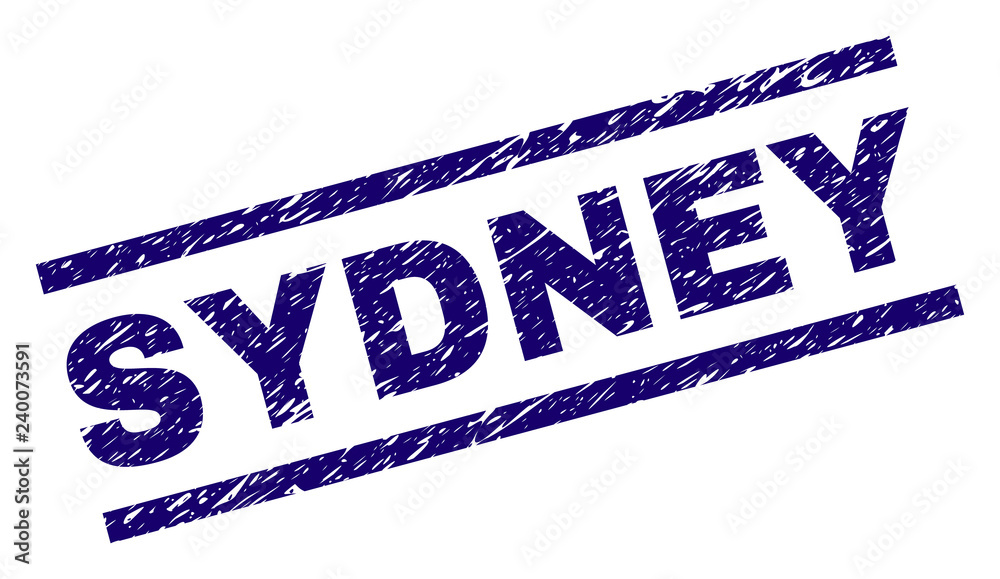 SYDNEY seal print with scratced style. Blue vector rubber print of ...