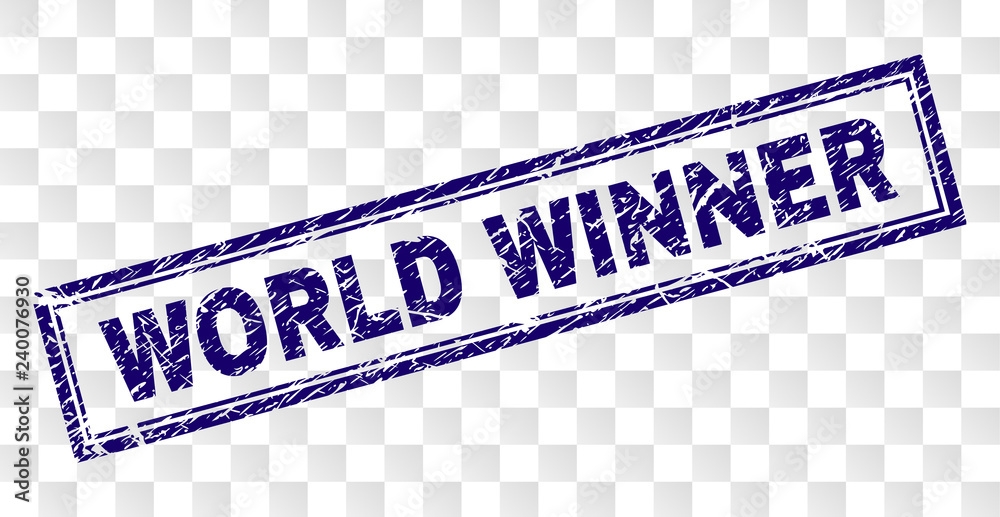 WORLD WINNER stamp seal watermark with rubber print style and double ...