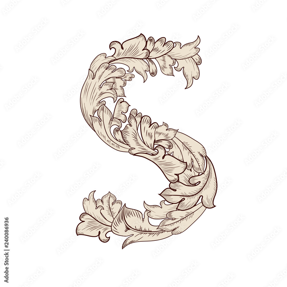 Fancy foliage uppercase letter S Stock Vector | Adobe Stock