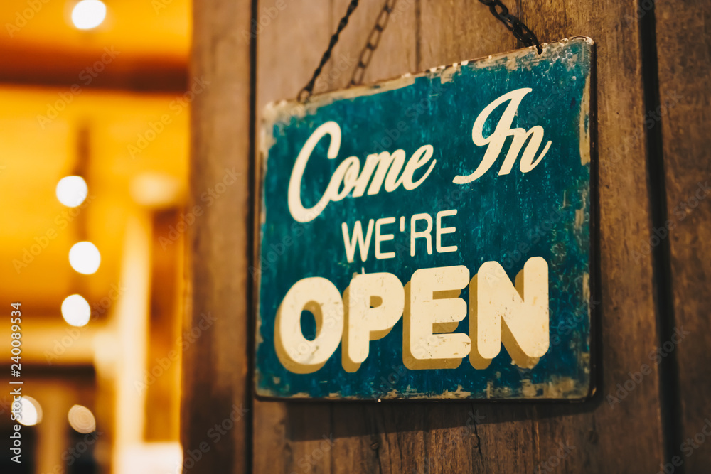Vintage Open For Business Sign