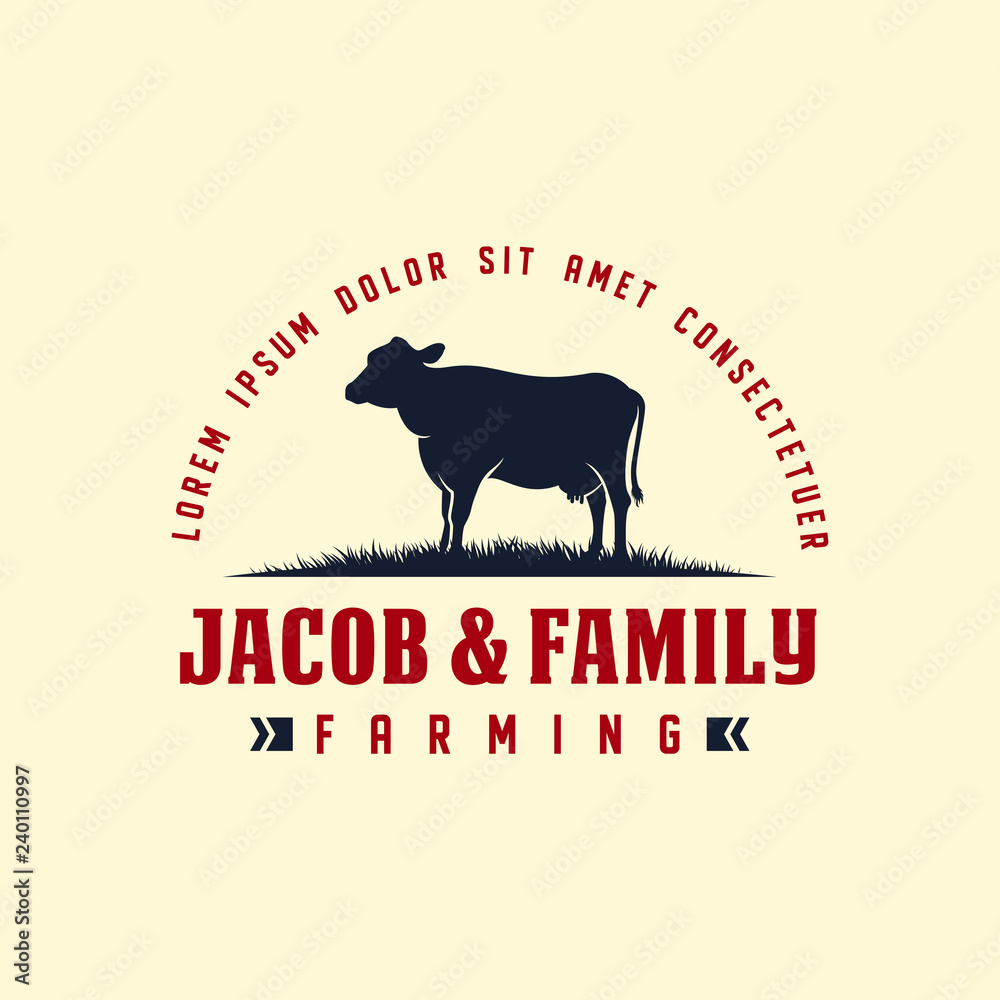 black angus logo design template. cow farm logo design Stock Vector ...