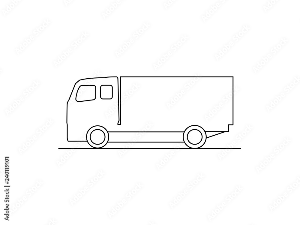 Truck side view line drawing vector Stock Vector | Adobe Stock