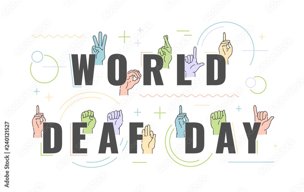Vector world deaf dat holiday with deaf-mute alphabet with hand ...