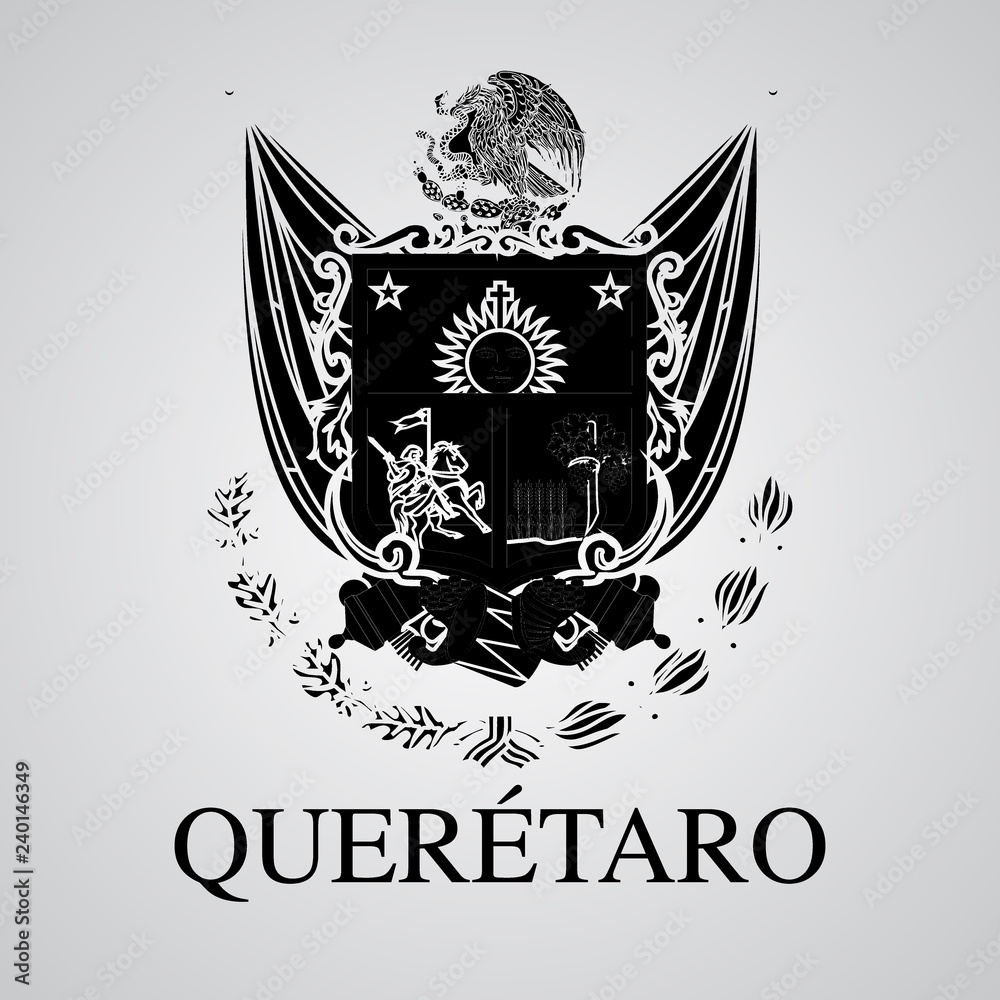 Silhouette of Queretaro Coat of Arms. Mexican State. Vector ...