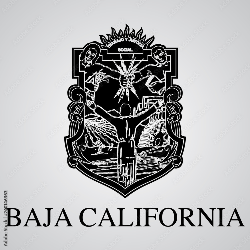 Silhouette of Baja California Coat of Arms. Mexican State. Vector ...