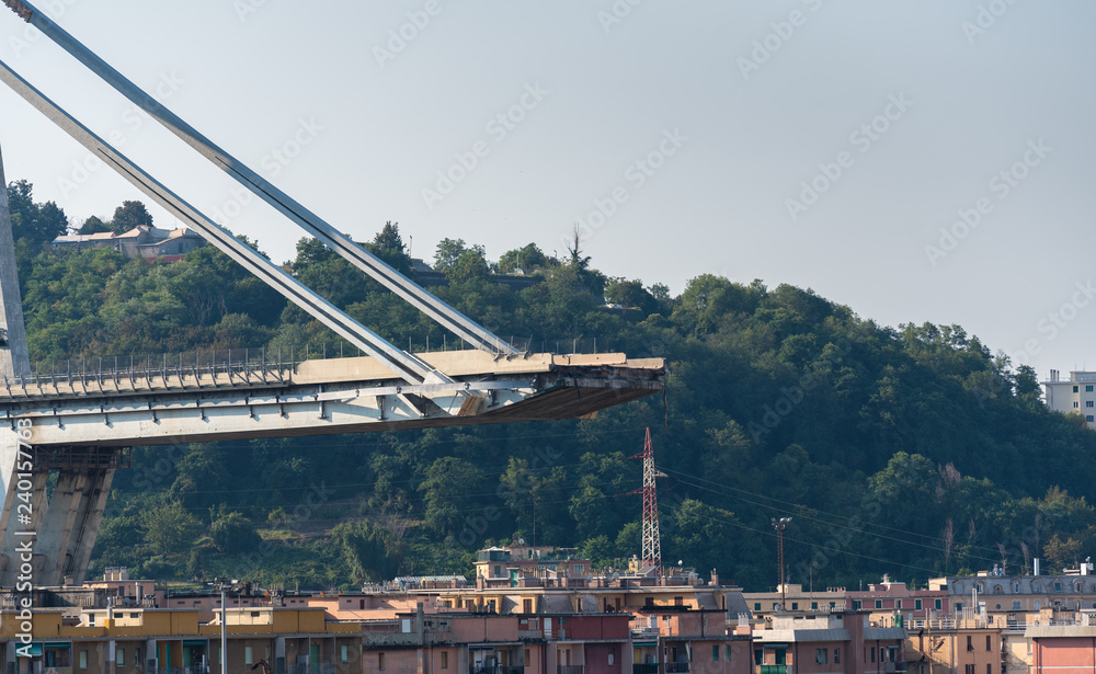 Genoa (Genova), Italy, what is left of collapsed Morandi Bridge ...