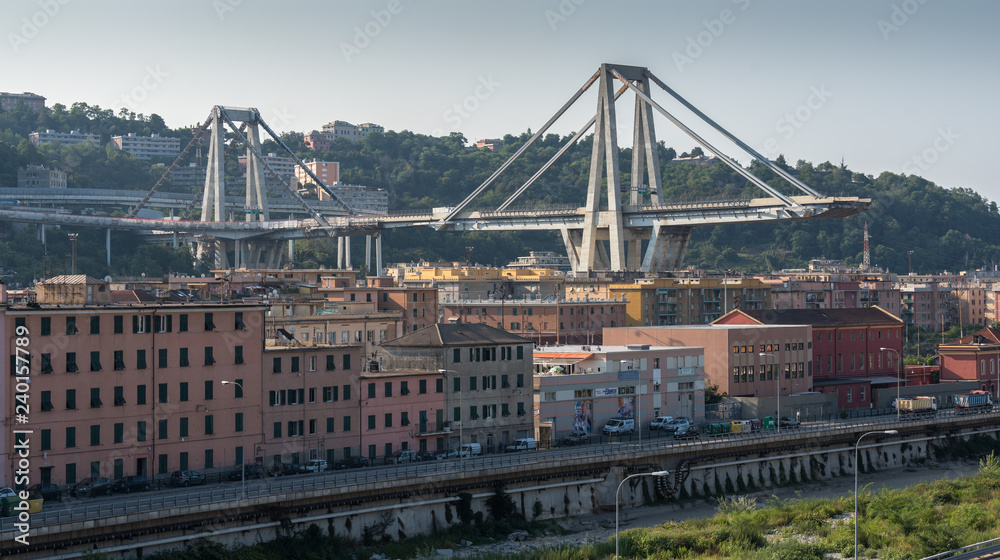 Genoa (Genova), Italy, what is left of collapsed Morandi Bridge ...