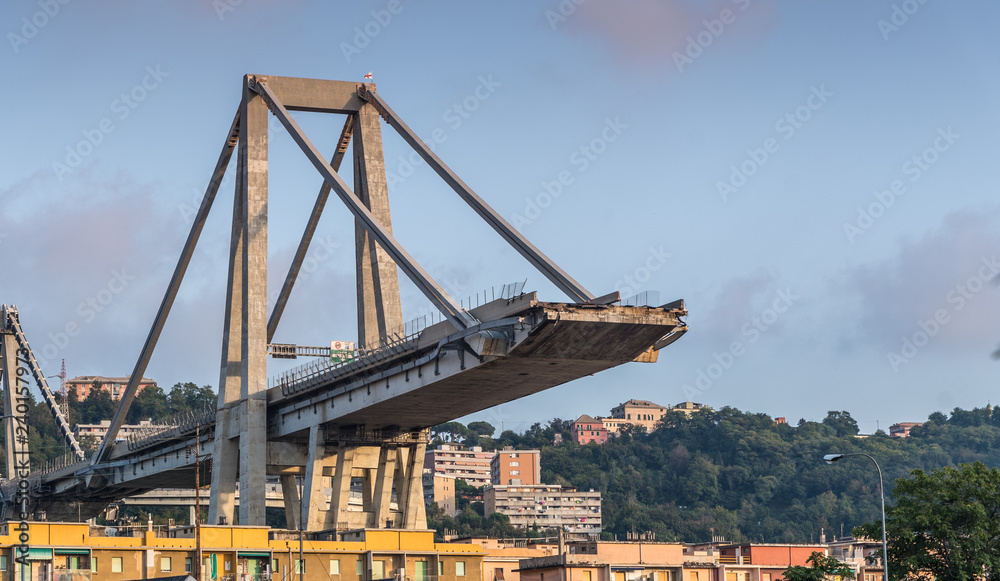 Genoa (Genova), Italy, what is left of collapsed Morandi Bridge ...
