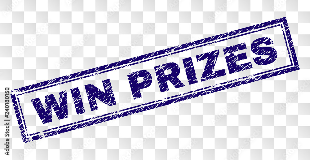 WIN PRIZES stamp seal watermark with scratched style and double framed ...