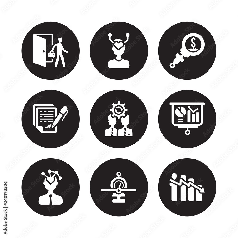9 vector icon set : Exit interview, Emotional intelligence, Behavioral ...