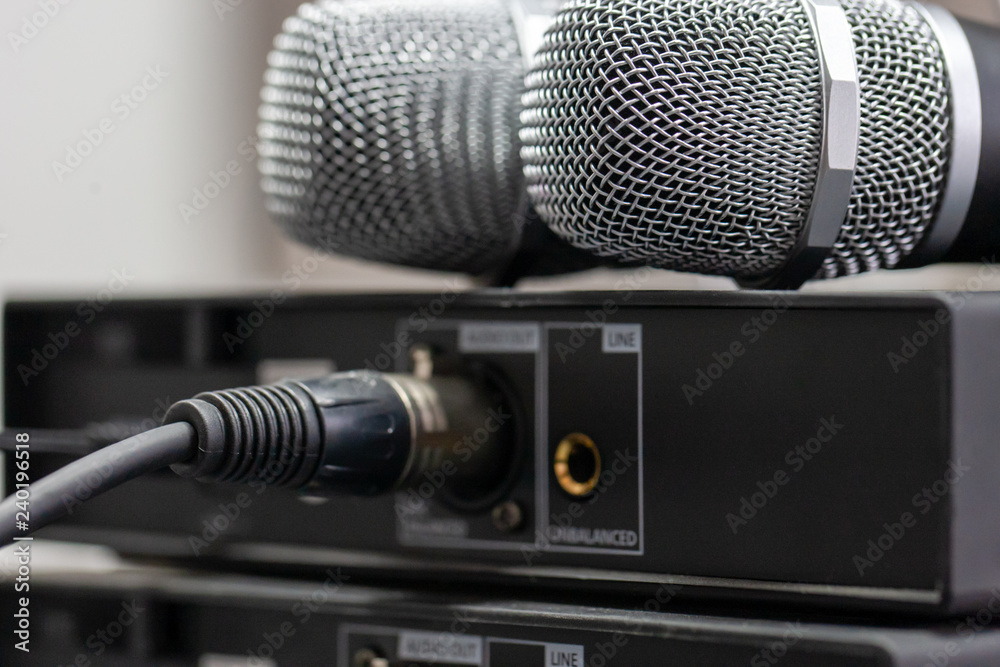 radio microphones. wireless sound transmission system. Microphones are ...