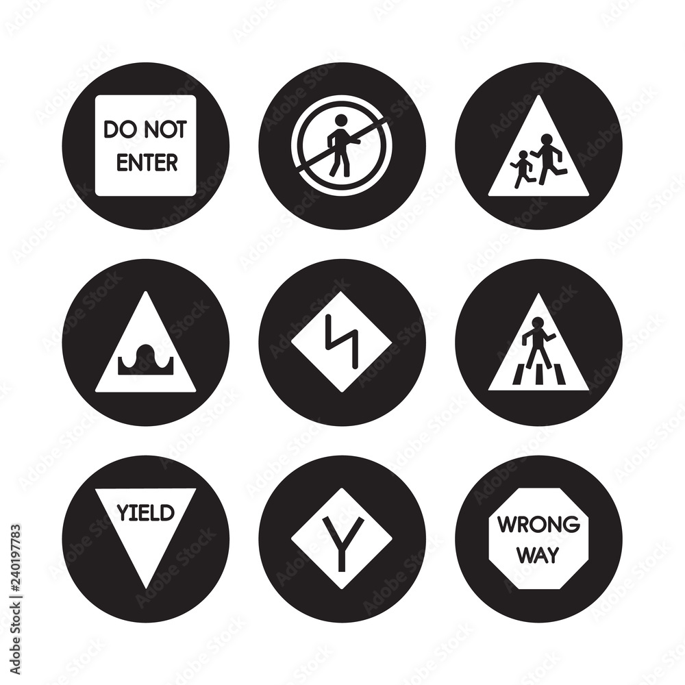 Vecteur Stock 9 vector icon set : straight prohibitor no entry ...