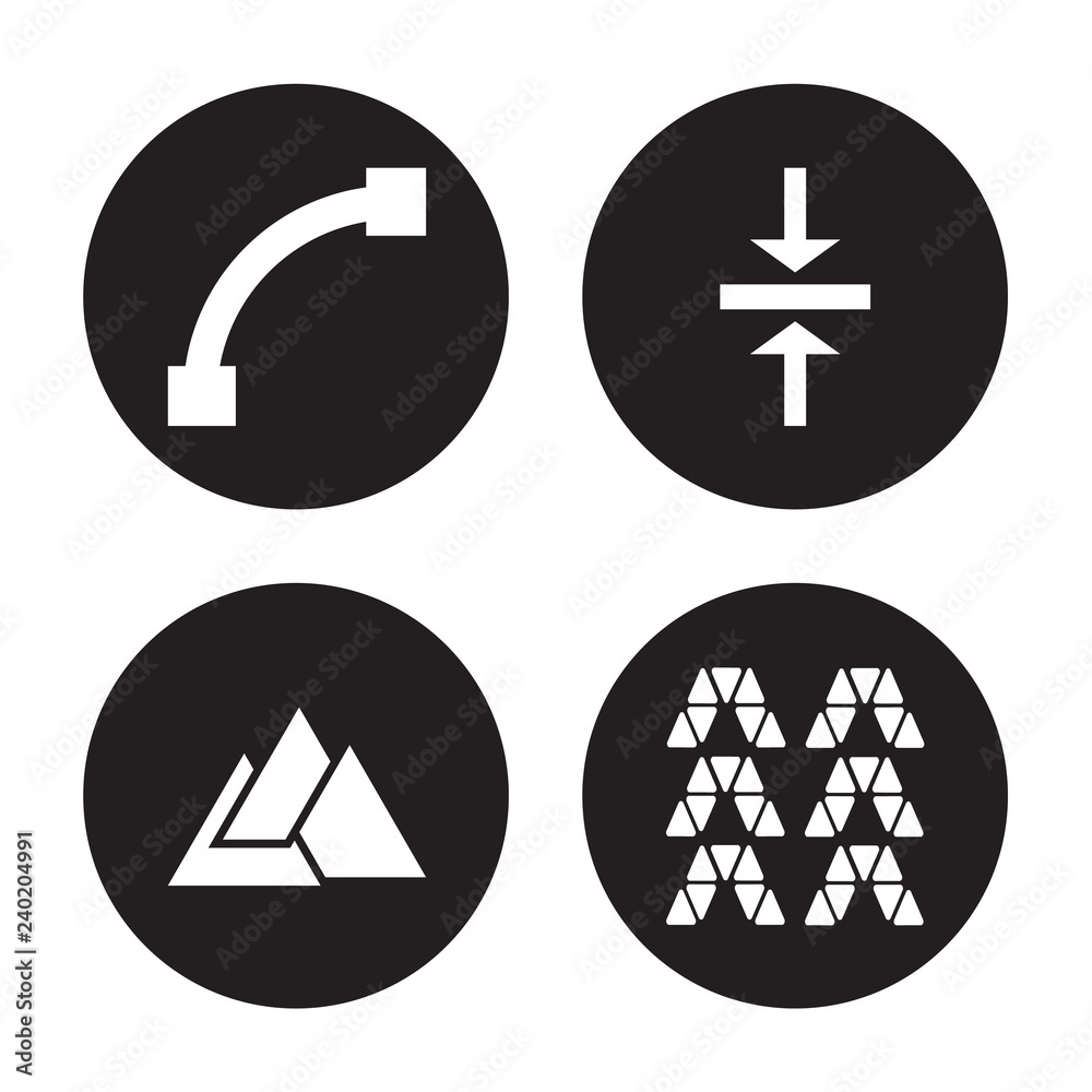 4 vector icon set : Closed Curve, Triple triangle, Vertical alignment ...