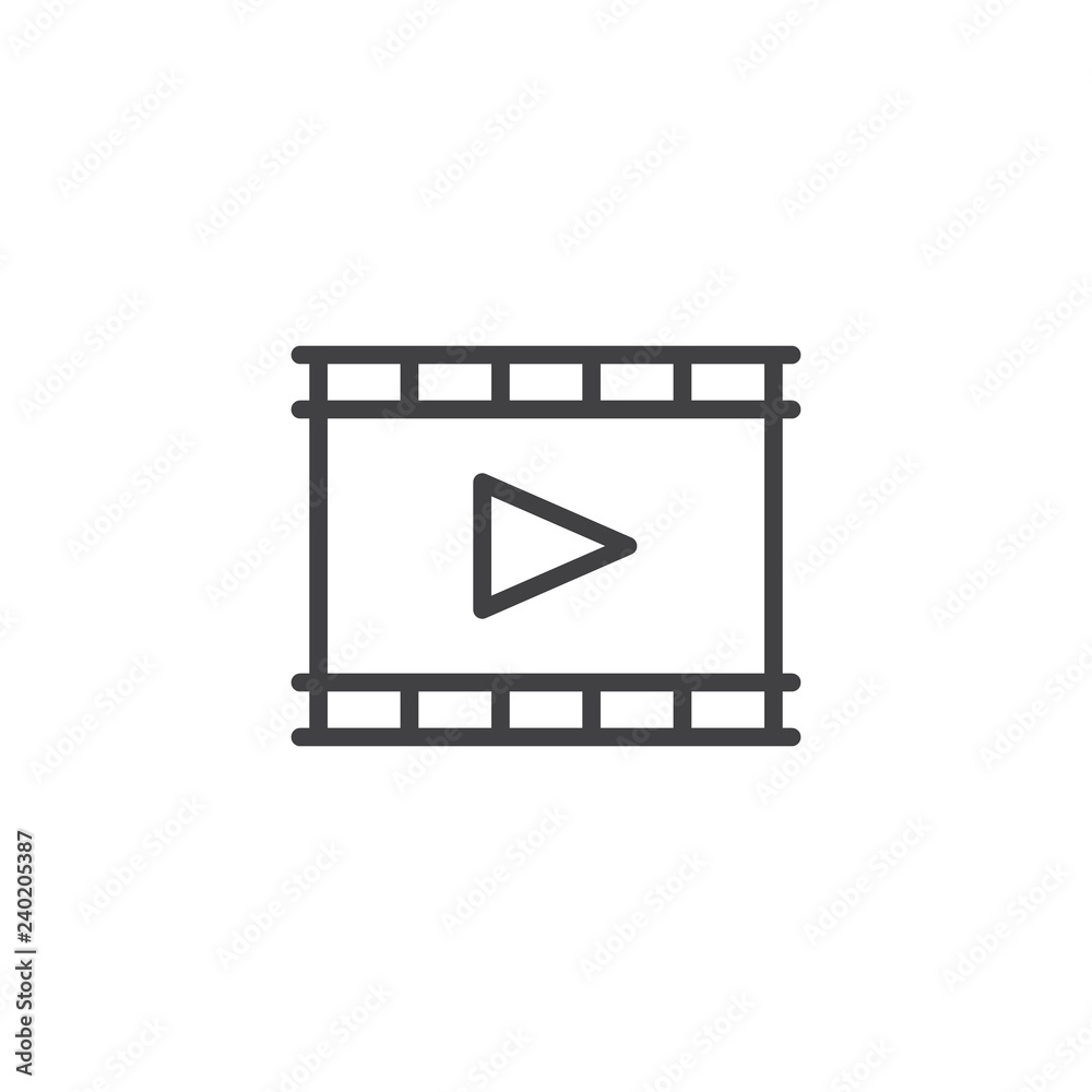 Video player buton outline icon. linear style sign for mobile concept ...
