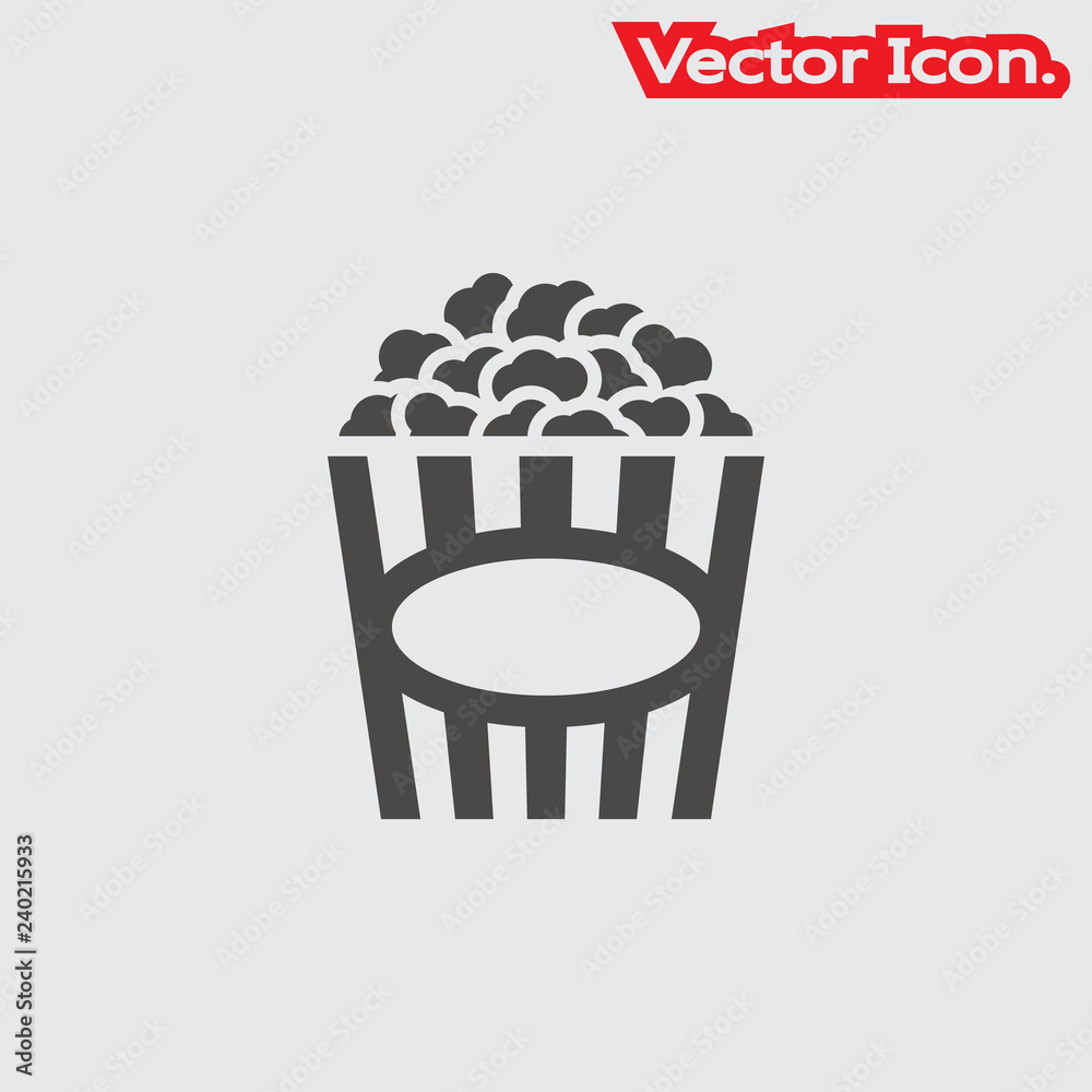 Popcorn icon isolated sign symbol and flat style for app, web and ...