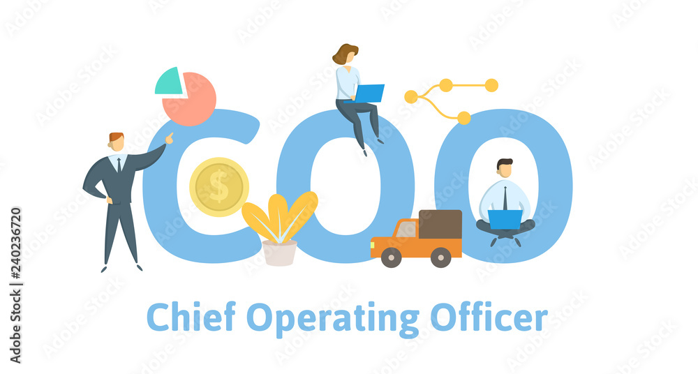 COO, chief operating officer. Concept with keywords, letters and icons ...