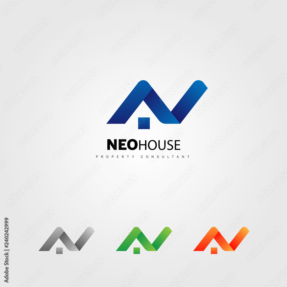 Letter Type N House Property Logo Sign Symbol Icon Stock Vector | Adobe ...