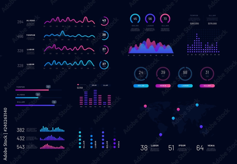 Modern intelligent infographic diagram vector interface. Technology hud ...