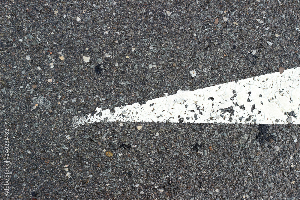 Poster Asphalt pavement sign marking crosswalk white paint wet old ...