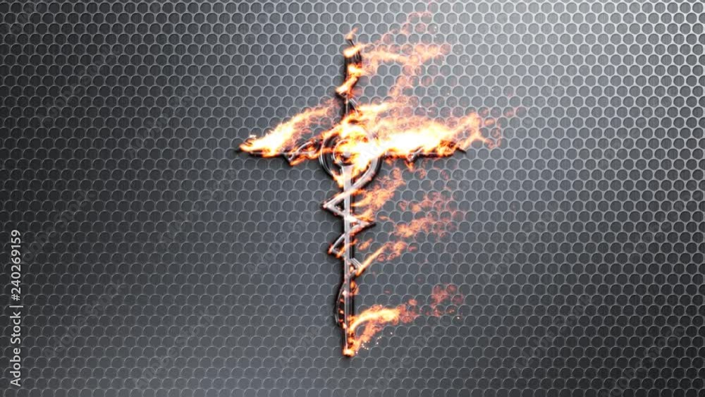Video „Flaming Metal Tribal Cross 4K features a blank metallic screen ...