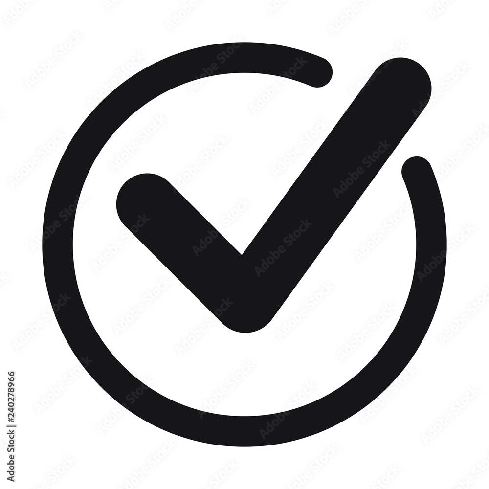 Tick icon vector symbol, checkmark isolated on white background. Check ...