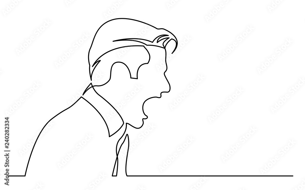 Continuous Line Drawing Of Isolated On White Background Profile