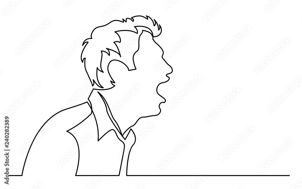 continuous line drawing of isolated on white background profile ...