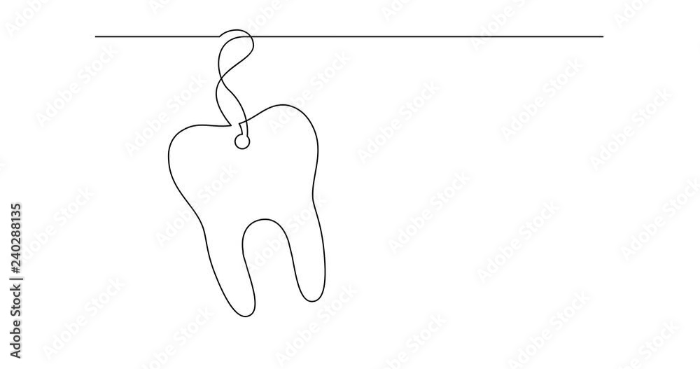 continuous line drawing of tooth dental label Stock Video | Adobe Stock
