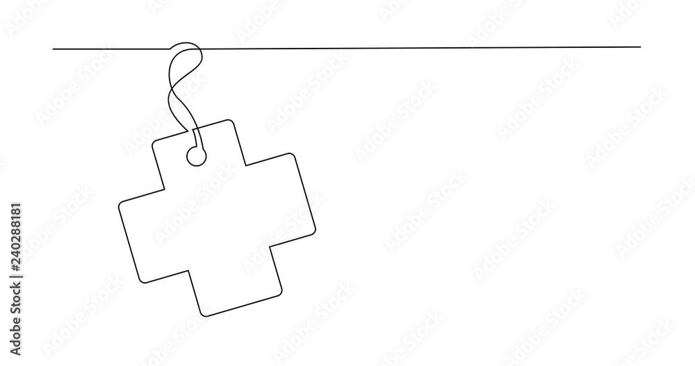 continuous line drawing of medical cross tag label design Stock Video ...