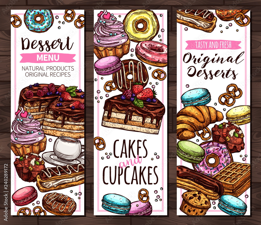 Templates for company producing homemade desserts, sweets and bakery ...