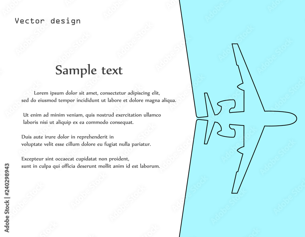 Aircraft. Vector sketch of continuous plane line on blue background ...