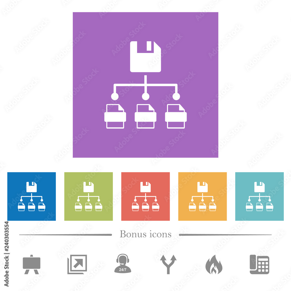Save file as multiple format flat white icons in square backgrounds ...