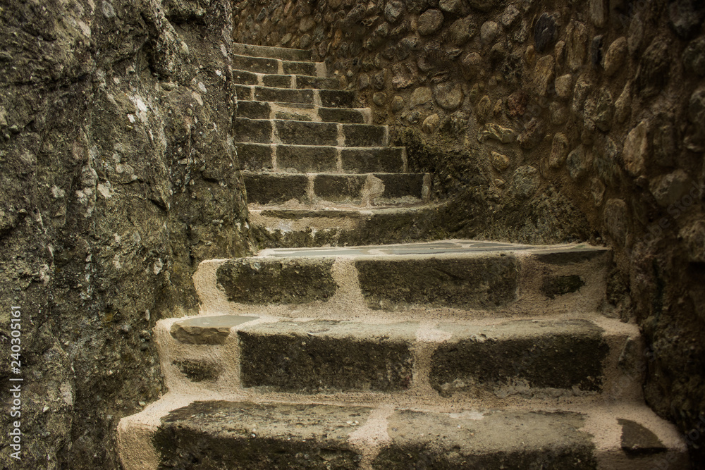 stone stairs path way inside cave in natural rock environment Stock ...
