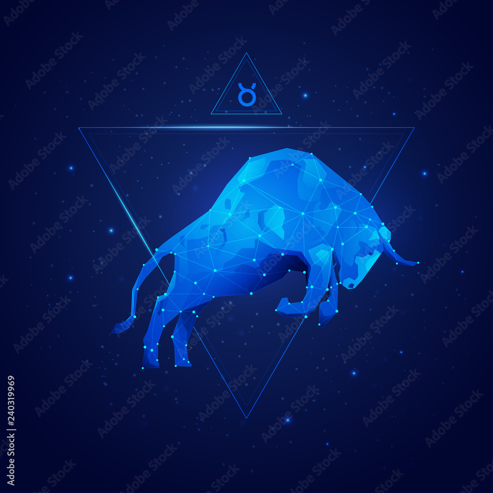 vector of taurus horoscope sign in twelve zodiac with galaxy stars ...