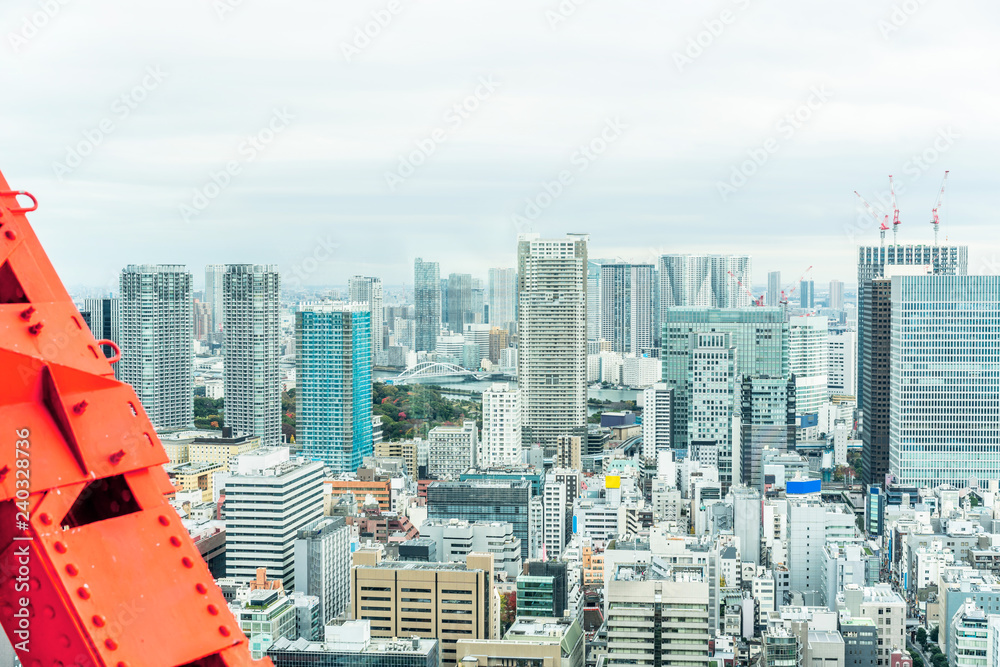 urban city skyline aerial view in Tokyo, Japan Stock Photo | Adobe Stock