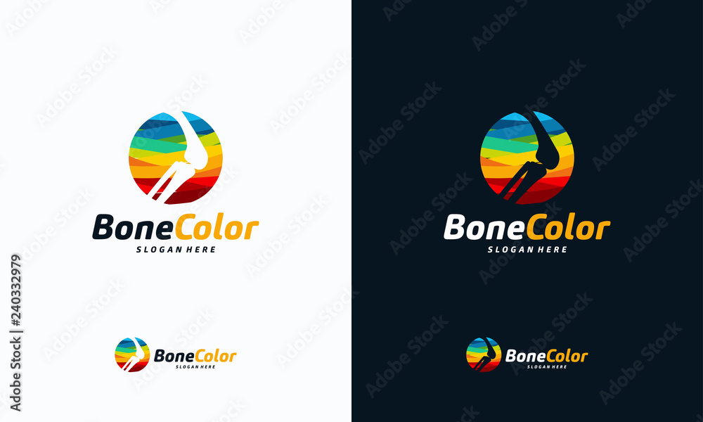 Colorful Bone logo vector, Knee logo designs template, design concept ...
