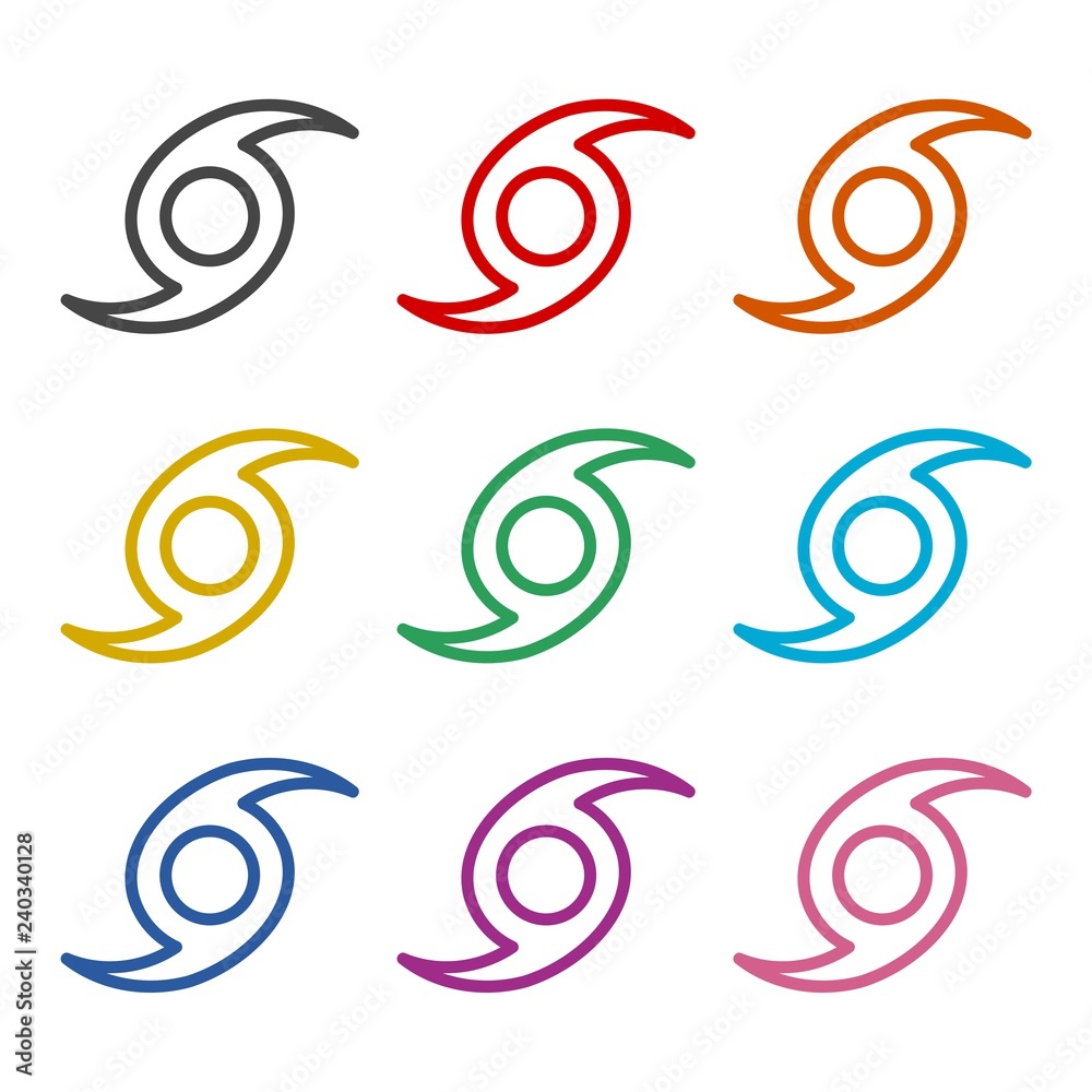 Hurricane flat icon, Tropical Storm logo, color set Stock Illustration ...