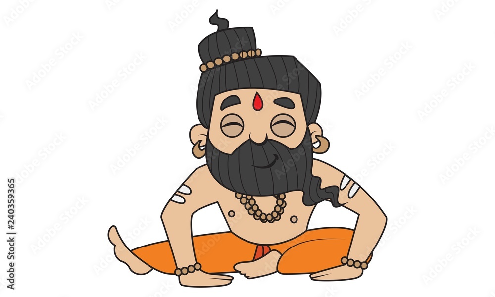 Vector cartoon illustration of cute Baba Ramdev. Isolated on white ...