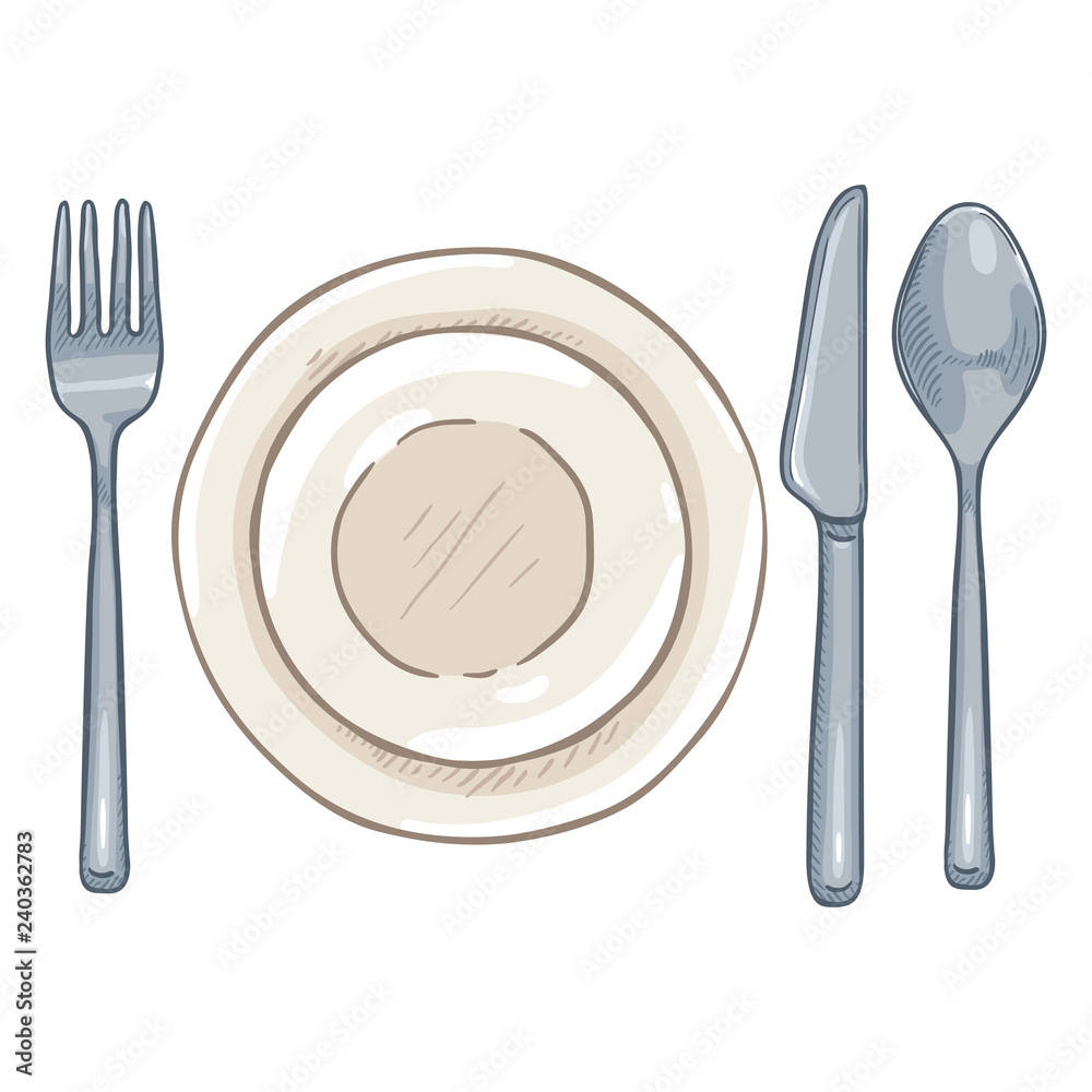 Cartoon Plate Knife And Fork Cartoon Plate Knife And Fork