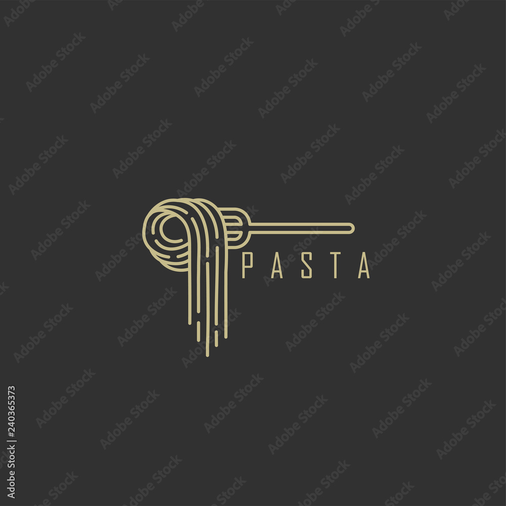 Vetor de Vector icon and logo for italian pasta or noodles. Editable ...