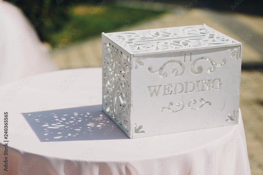 Stylish modern wedding wooden box for gifts,money,presents,wish card ...