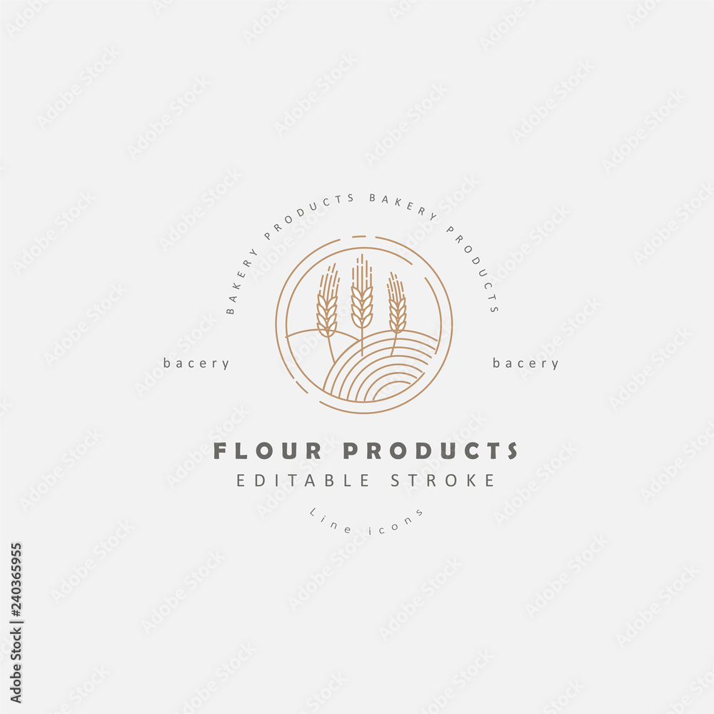 Vector icon and logo for natural flour product and bacery. Editable ...