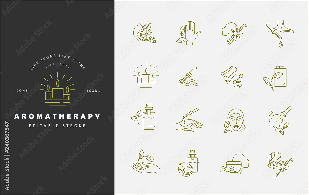Vector icon and logo for aromatherapy. Editable outline stroke size ...
