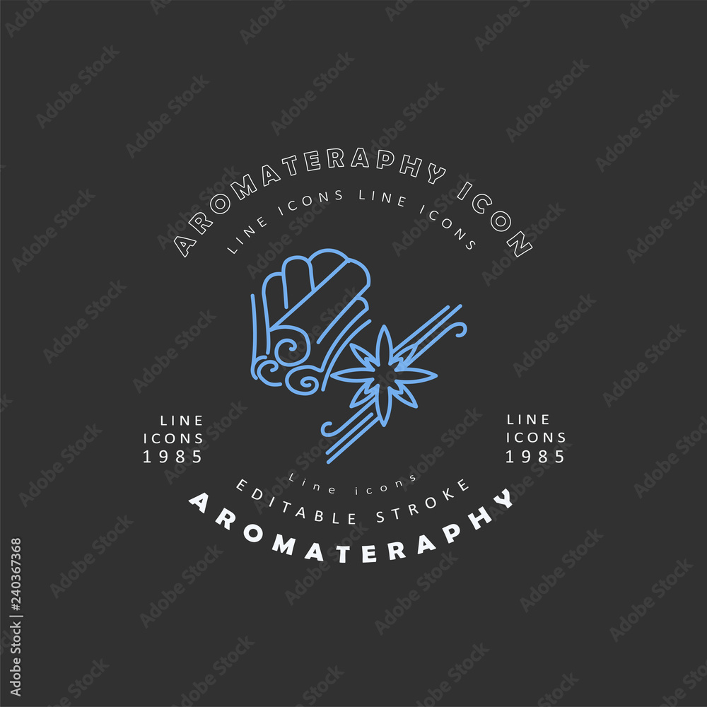 Vector icon and logo for aromatherapy. Editable outline stroke size ...