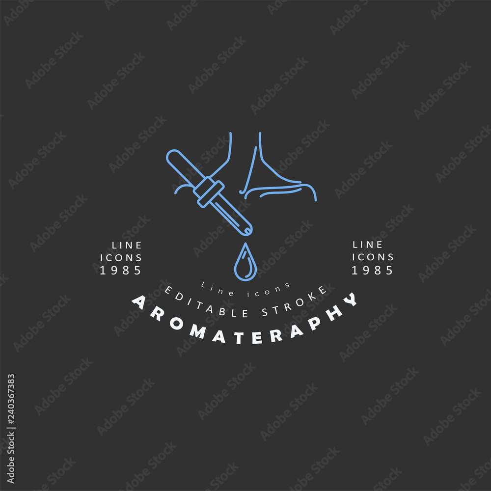 Vector icon and logo for aromatherapy. Editable outline stroke size ...