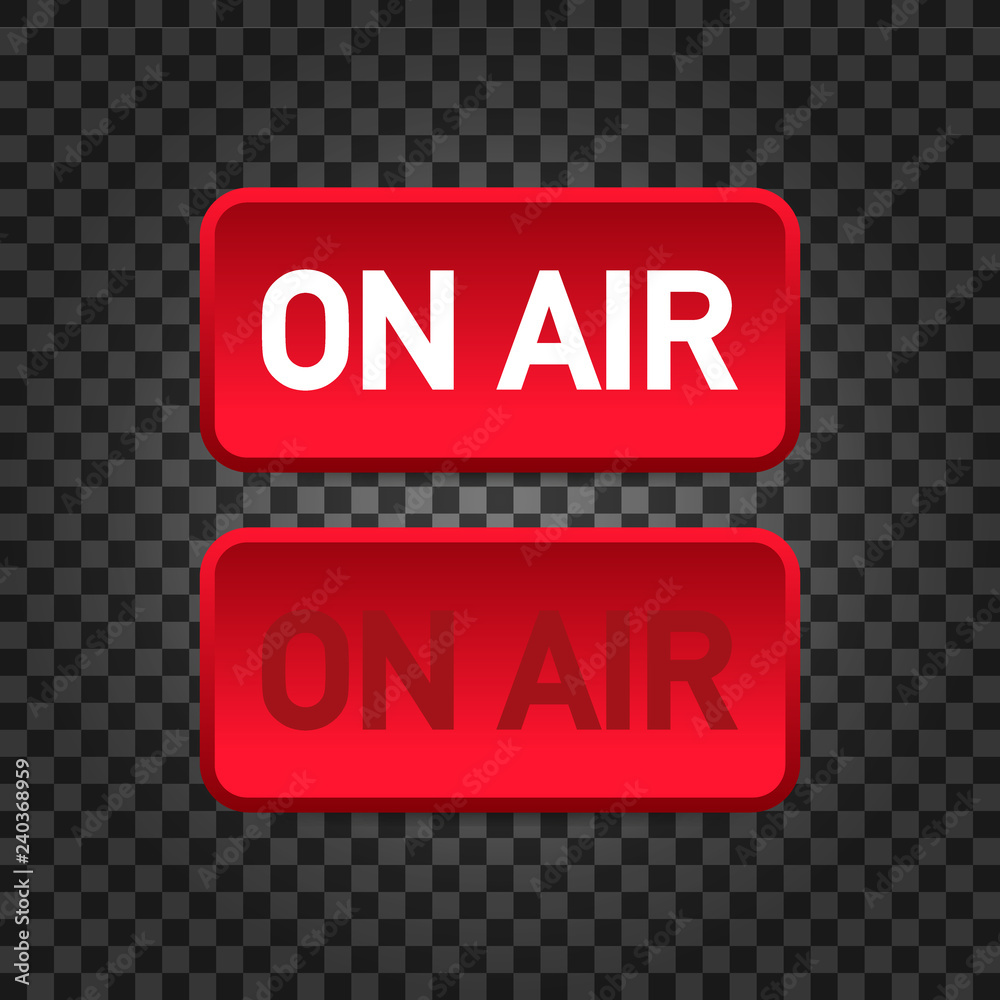 Broadcast studio on air light. On-air sign radio and television. Vector ...