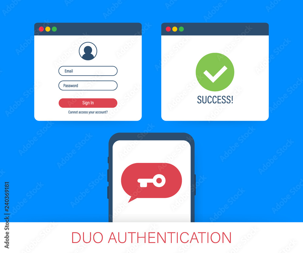 Duo authentication concept banner with text place. Can use for web ...