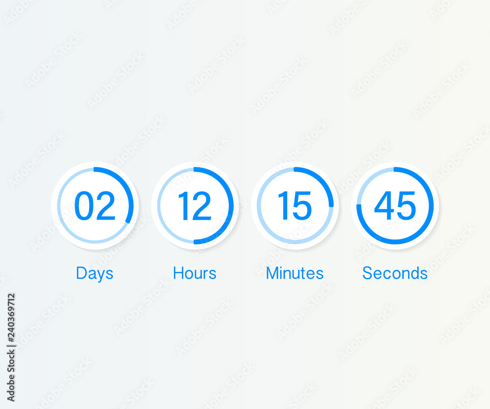 countdown clock counter timer. UI app digital count down circle board ...