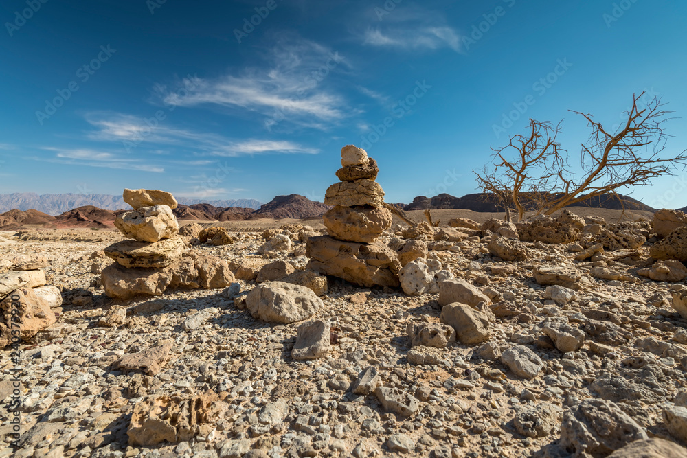 Volcanic landscape in national geological Timna park, Israel. It is ...