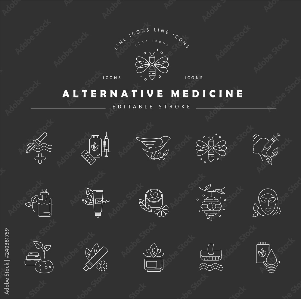 Vector icon and logo for alternative medicine. Editable outline stroke ...